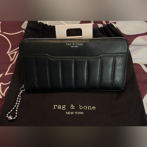 rag & bone | Bags | Rag And Bone Black Leather Zipper Around Wallet ...